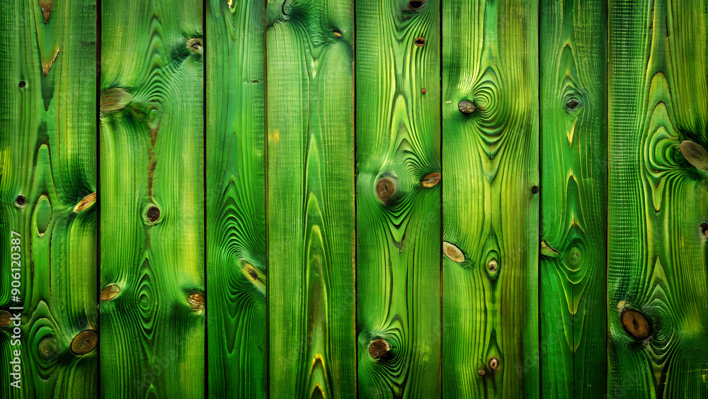 Vibrant green wooden wall with textured planks and varying shades of ...