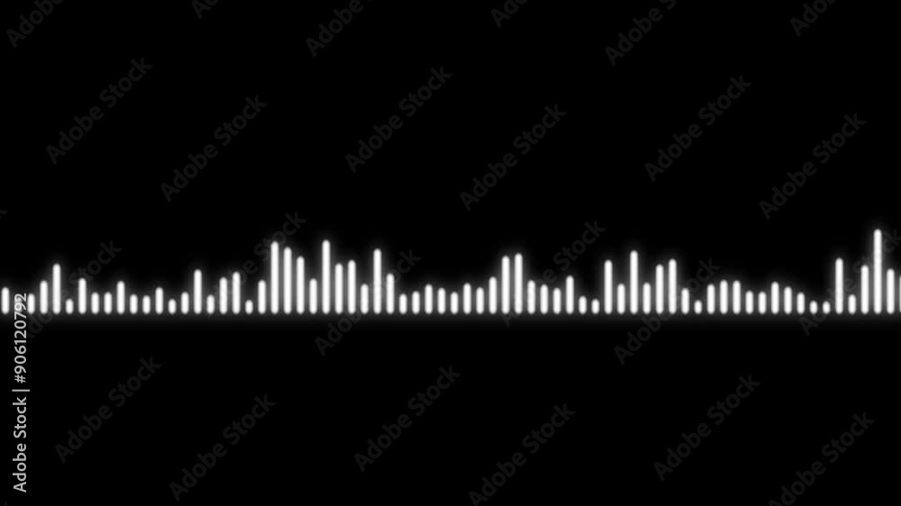 white video footage of audio visualizer on black background. Abstract ...