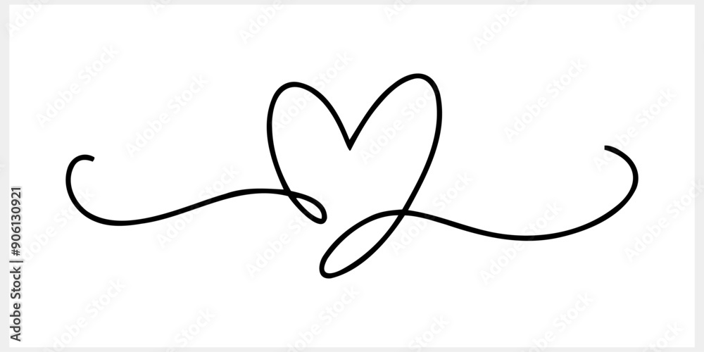 Outline heart clipart Hand drawing icon Doodle sketch Vector stock ...
