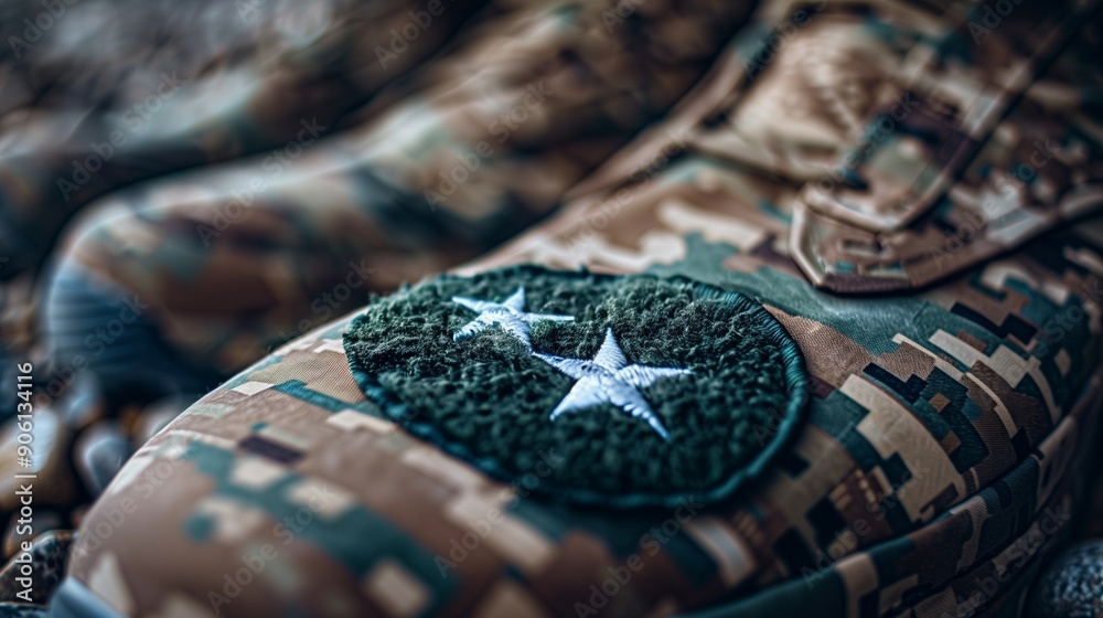 A close-up of a Defence Day flag's fabric texture, bold design ...