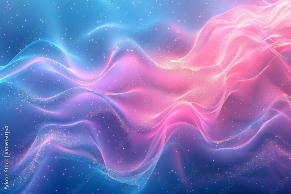 Abstract Wave Background with Gradients of Blue and Pink, Sparkling ...