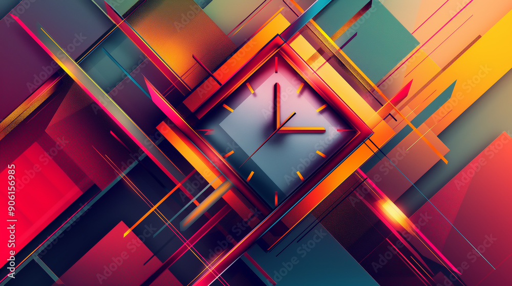 Time in Abstract: A vibrant clock face nestles within a dynamic ...