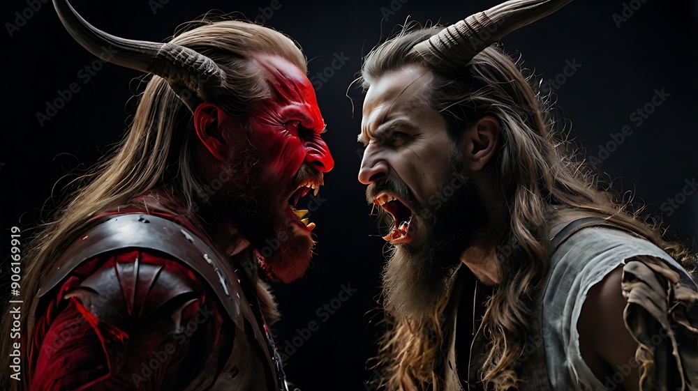 Good and bad - duel concept art - Jesus vs. Lucifer - God versus Devil ...