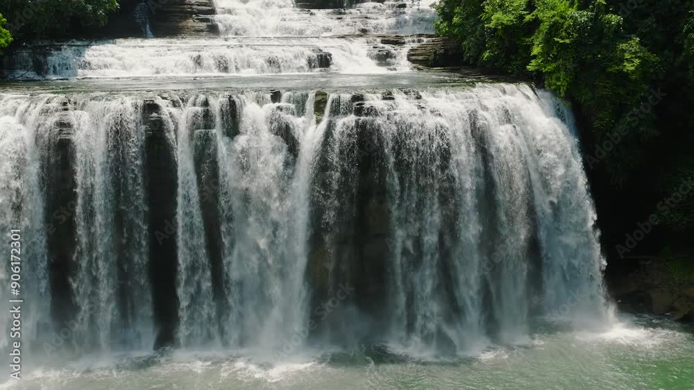 Tropical forest with waterfalls with rapid stream. Tinuy-an Falls ...