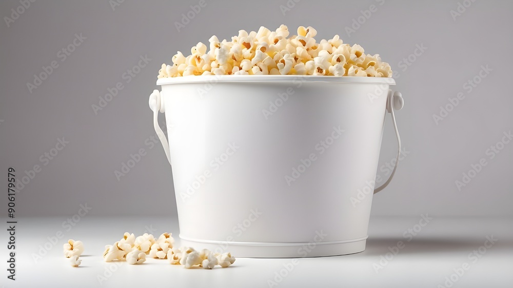 A white, empty popcorn bucket in which to arrange your artwork ...