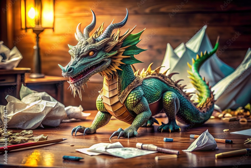 Whimsical hyper-realistic digitally generated image of a humorous paper ...