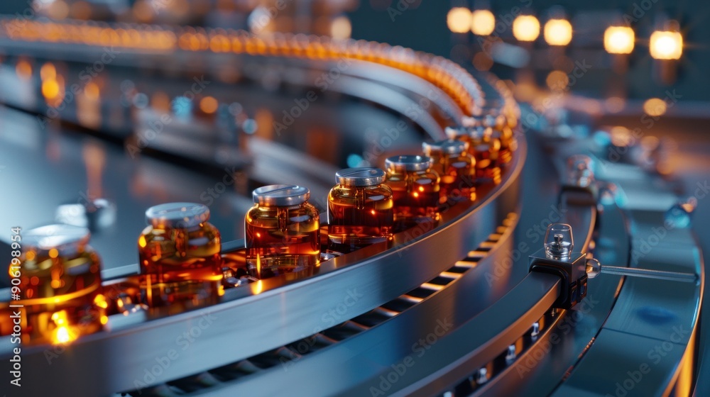 Pharmaceutical manufacturing plant that carefully packages ampoules for ...