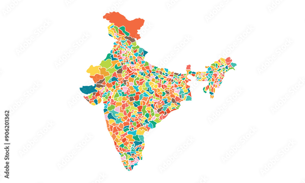 India map with individual colors for website layouts,background ...