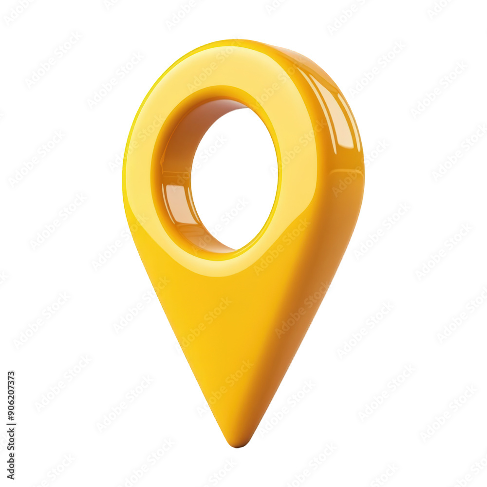 3D Yellow Map Pin Icon On Transparent Png Background For Navigation ...