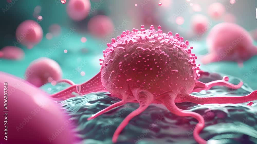 Drug targeting cancer cell 3D model flat design front view, advanced ...
