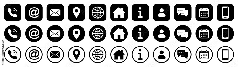 social media icons. social media logo. contact us icon set. Phone, Mail ...