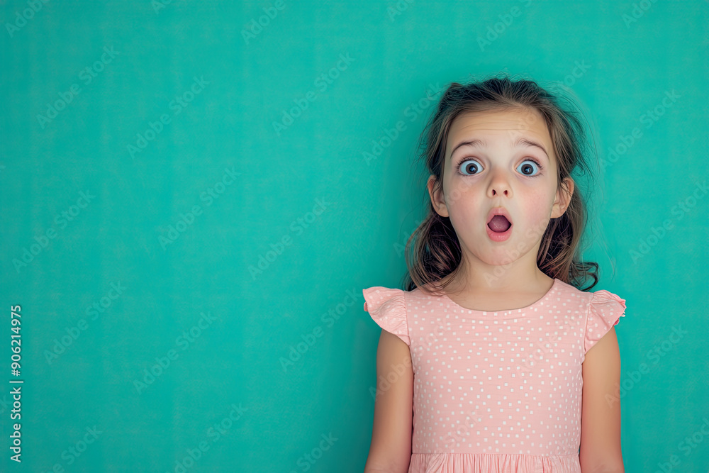 Girl looking shocked or surprised, young child model clean background ...
