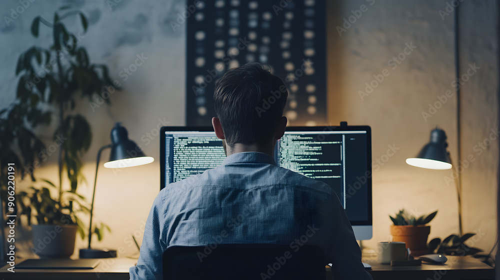 Dedicated Programmer Immersed in Coding the Minimum Viable Product ...