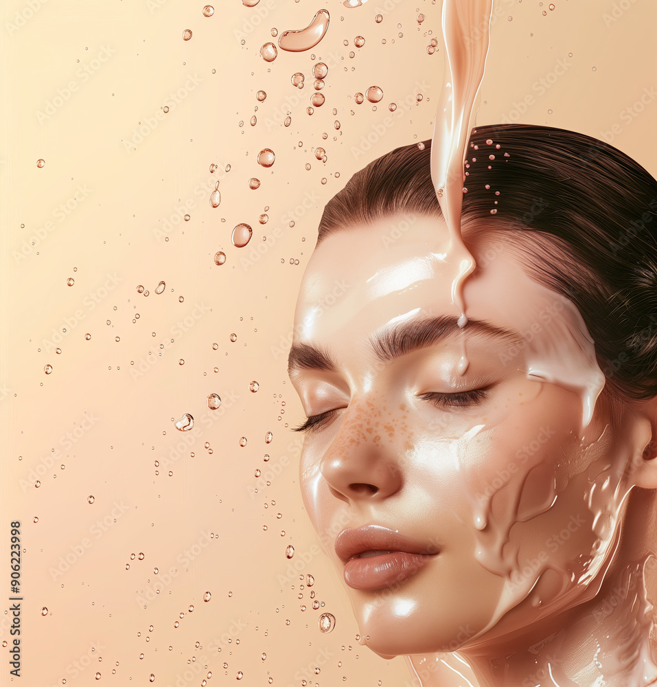 Elegant Model with Radiant Dewy Skin Displaying Minimalist Style with ...