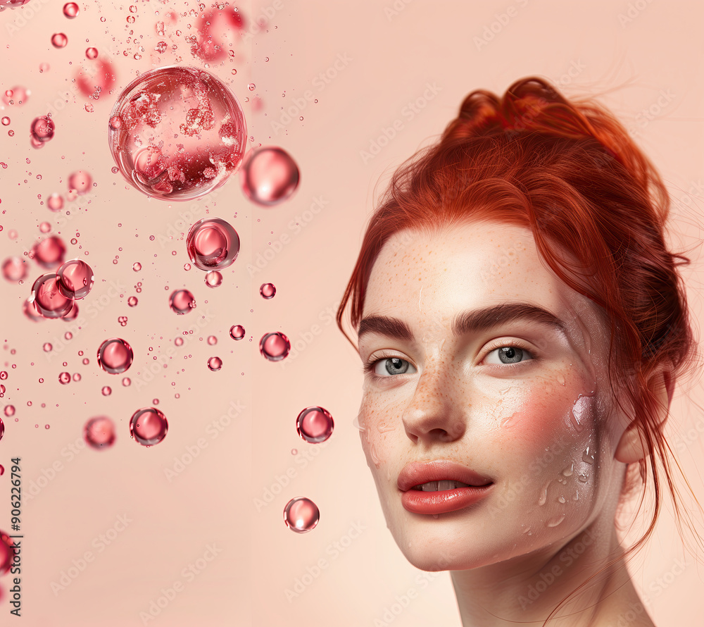 Beautiful Model with Dewy Glowing Skin on Clean Soft Background ...