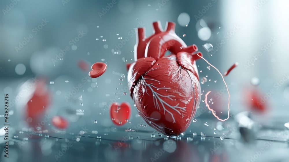 Photorealistic image of a beating human heart with subtle cardio pulse ...