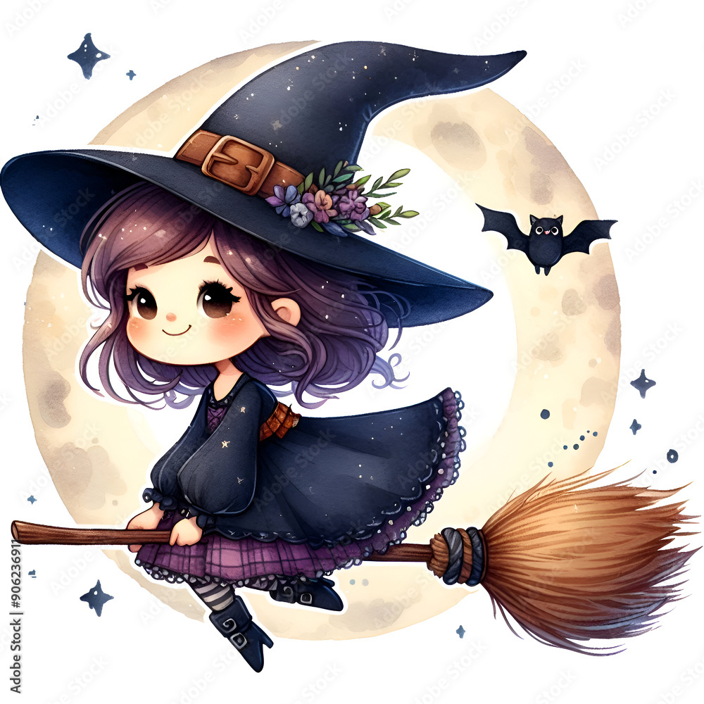 Halloween Witch Clipart, Cute Witch Clipart, Spooky Season PNG, Pumpkin ...