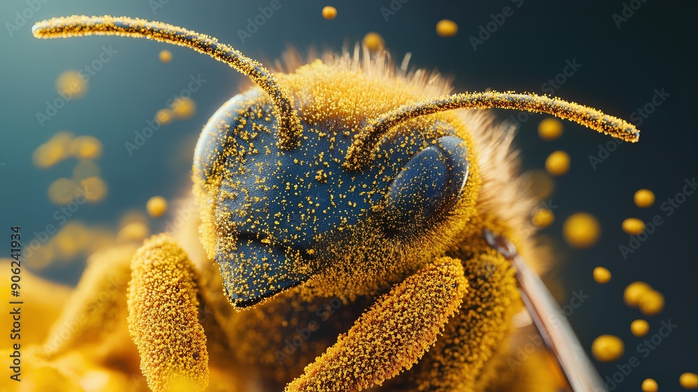 Microscopic Marvel: A Bee's Body Covered in Pollen Grains and Its ...