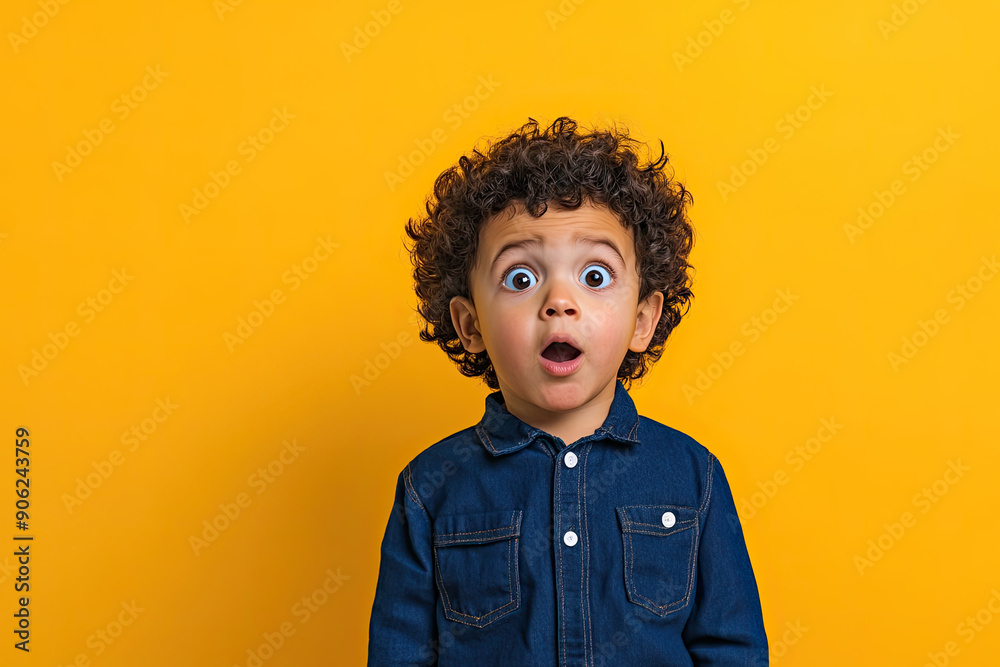 Boy looking shocked or surprised, young child model clean background ...
