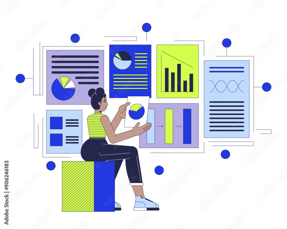 Data-driven product management 2D illustration concept. Project manager ...