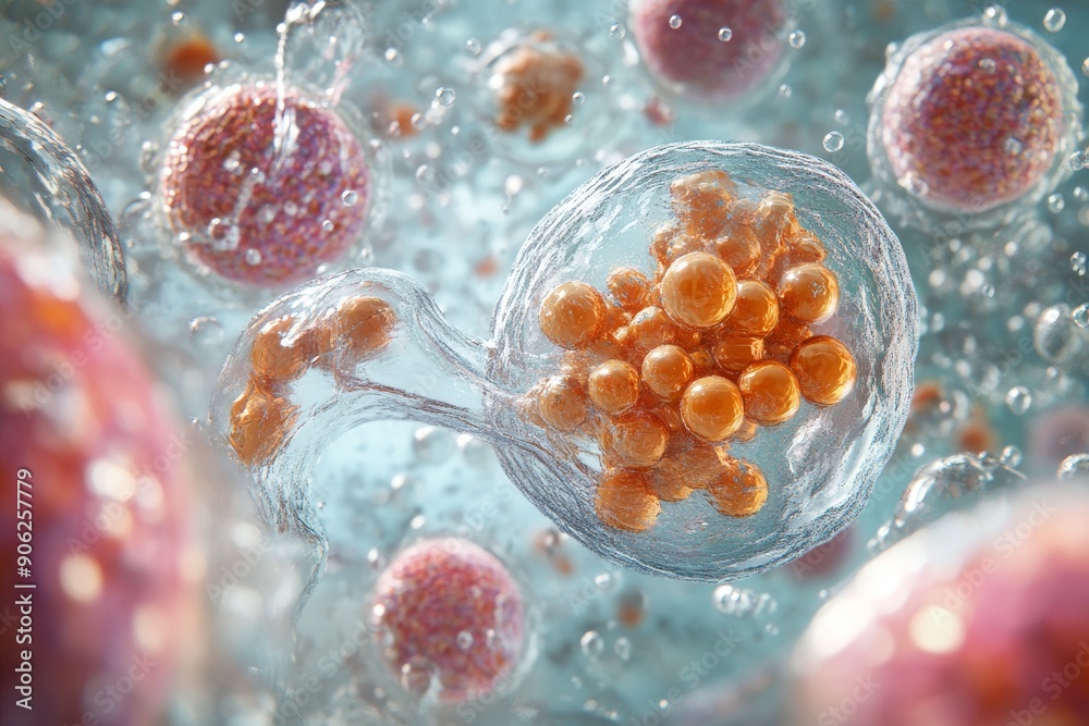 Visualization of the autophagy process, showing a cell degrading ...