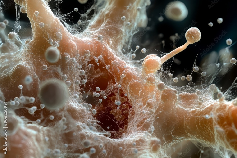 High magnification of a macrophage engulfing debris, showcasing the ...