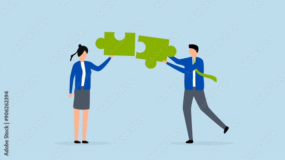 Mismatch, 4k animation of confused businessman putting together a ...