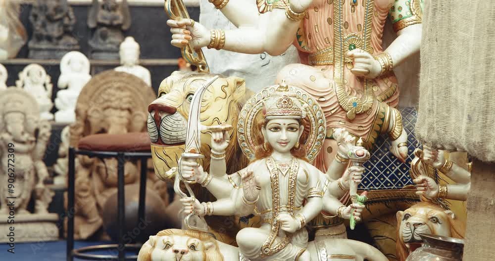 shop with marble and granite goods - statues, bas-relief decorations ...