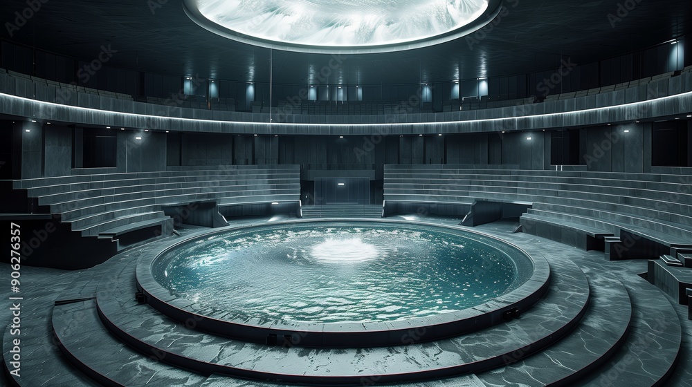 modern circular amphitheater featuring sleek, minimalist design ...