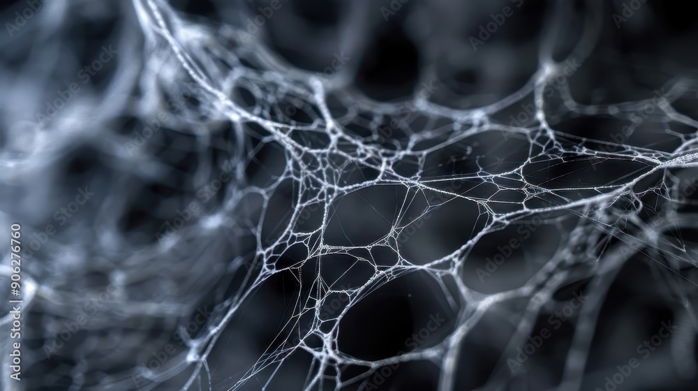 Intricate Microscopic View of Spider Silk - Detailed Strands and ...
