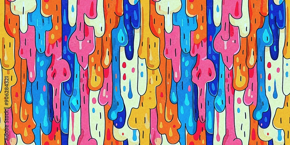 Fun dripping paint effect digital banner pattern with whimsical ink ...