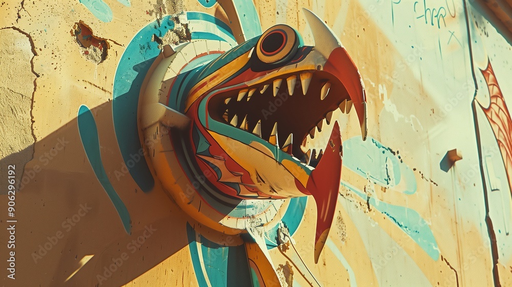 Urban Art: A vibrant, colorful, and slightly menacing creature emerges ...