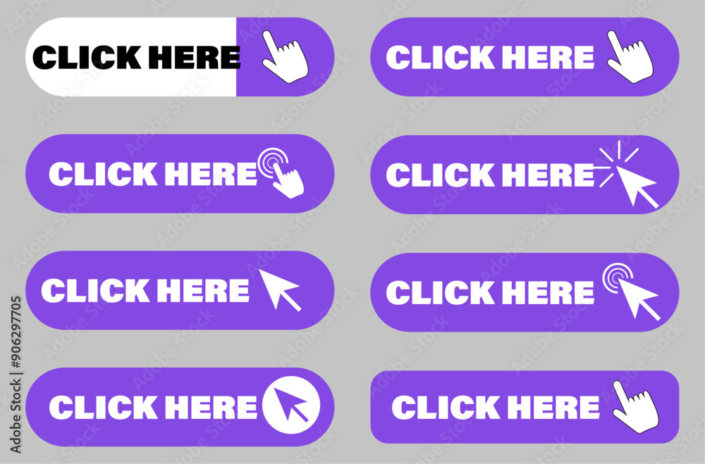 Click Here Web Button Set Button With Pointer Click. Clicking the Icon. Click Action Button ...