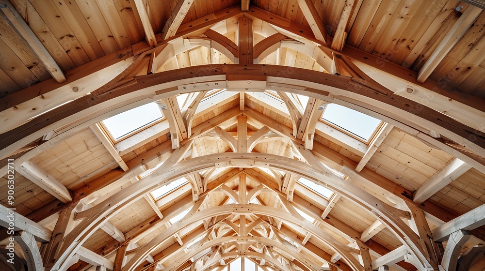New wooden truss structure called palladian truss with beams and wooden ...