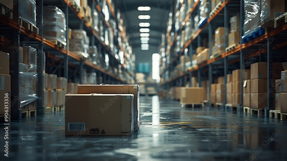 Startup business space filled with merchandise in boxes to ship to ...