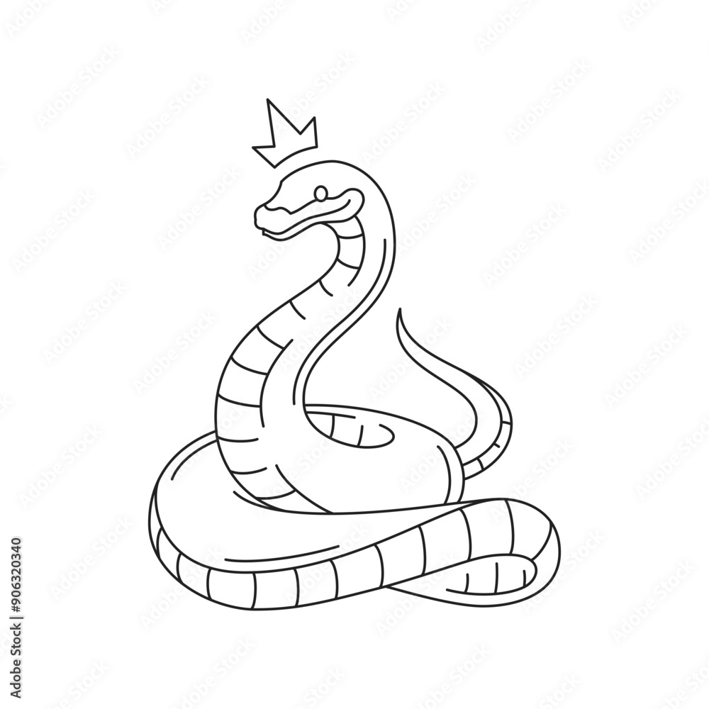Y2k queen snake in crown poison viper weird reptile outline black icon ...