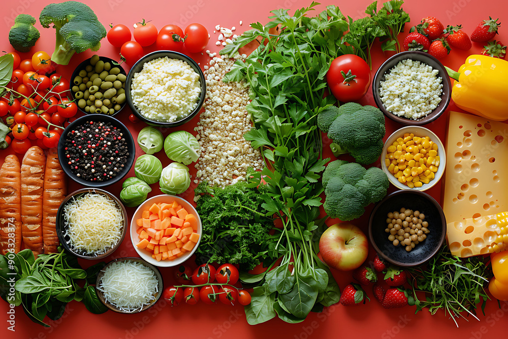 Vibrant Meal With Balanced Nutrients, Including Fresh Produce, Lean ...