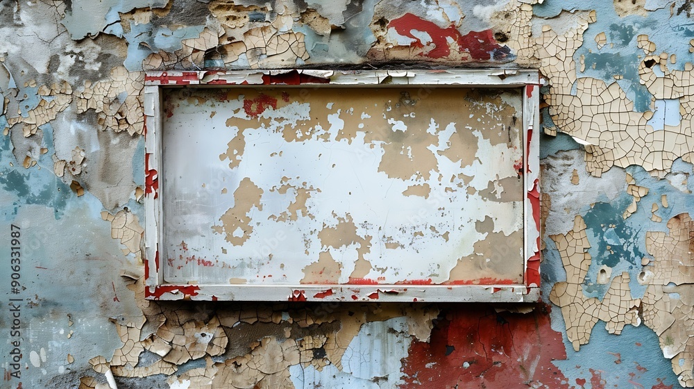 blank advertising poster glued to the weathered wall copy space in ...