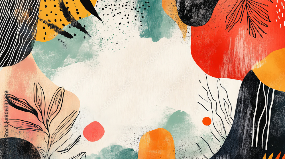 A creative header design with doodle art featuring different shapes and ...