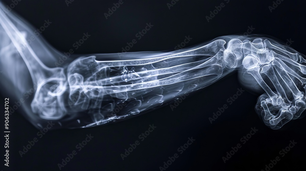 Intricate X-Ray Image of a Human Elbow Joint Highlighting Bone Structure and Details. Concept of ...