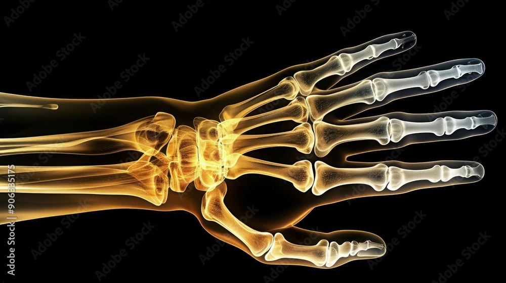 High-resolution X-ray Image of Human Hand Showcasing Bone Structure and ...