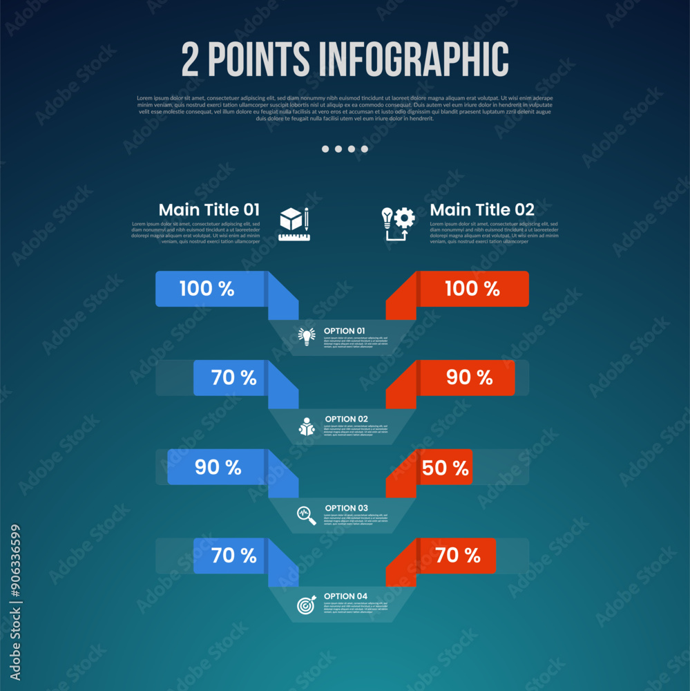 2 or two point template comparison versus things in infographic with ...