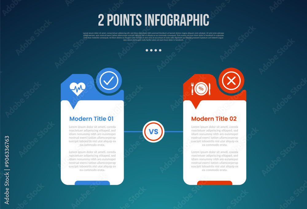 2 or two point template comparison versus things in infographic with ...