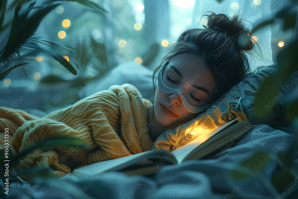 Depict cozy bedroom scene promoting good sleep hygiene practices ...