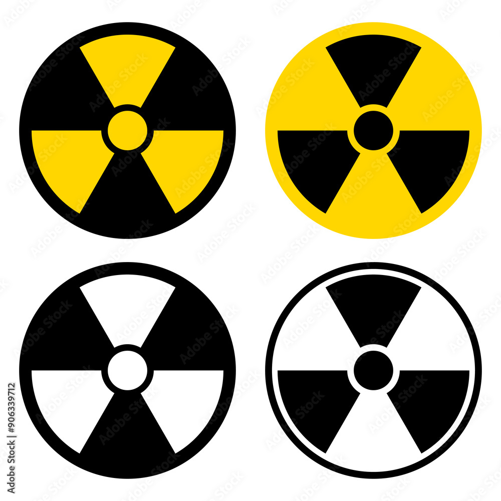 Danger label of Radiation Hazard Sign. Set of icons or symbols for ...