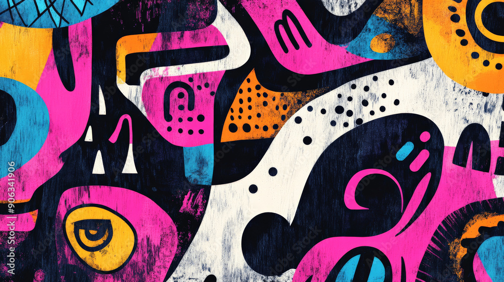 An engaging doodle art header filled with abstract shapes and textured ...
