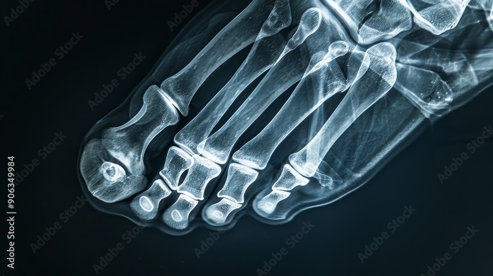 X-ray image of a human foot highlighting the detailed bone structure ...