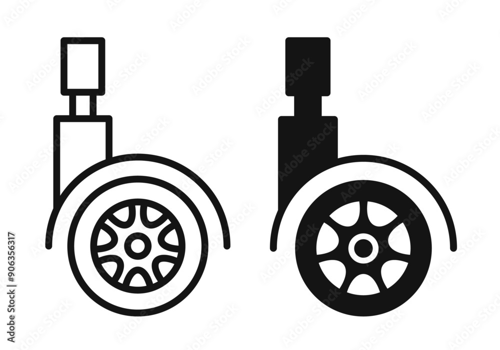 Caster Wheel Iconicon vector collection in outlined and solid style ...