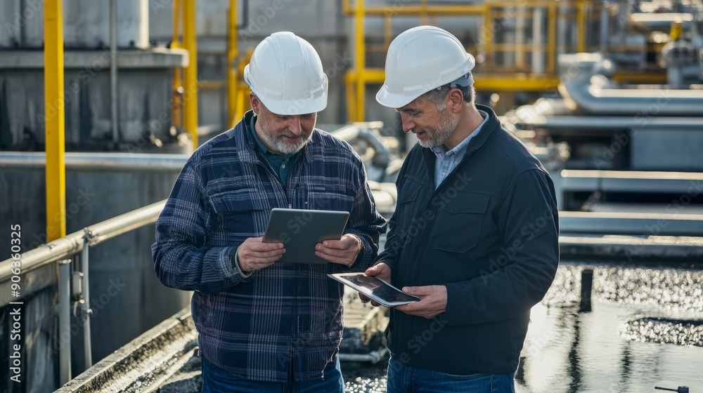 Water and energetic engineers a project manager working together on ...