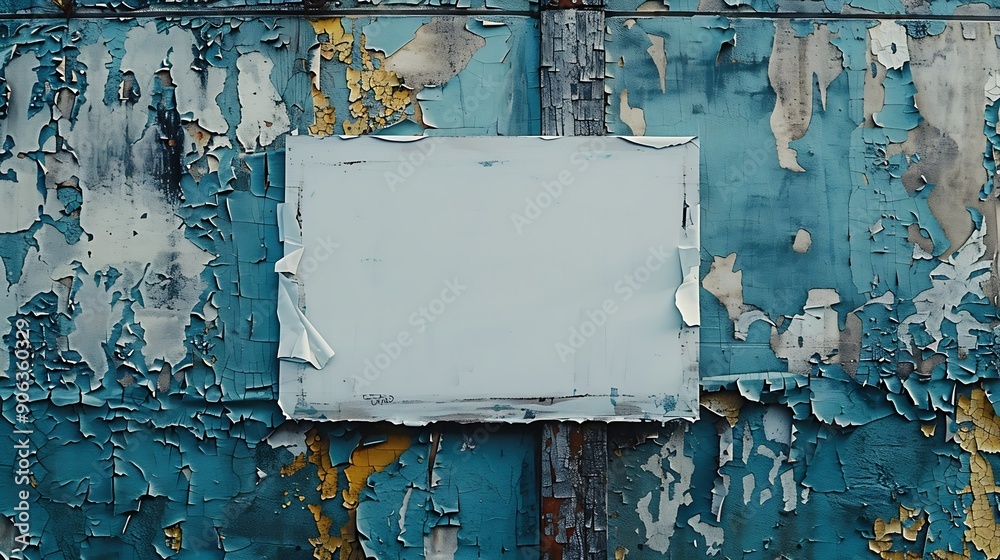 blank advertising poster glued to the weathered wall copy space in ...